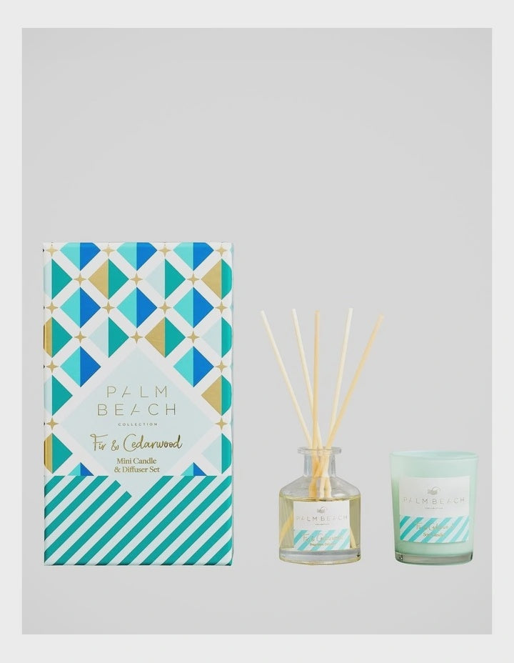 Palm Beach Mini Candle & Diffuser Pack - Fir & Cedarwood