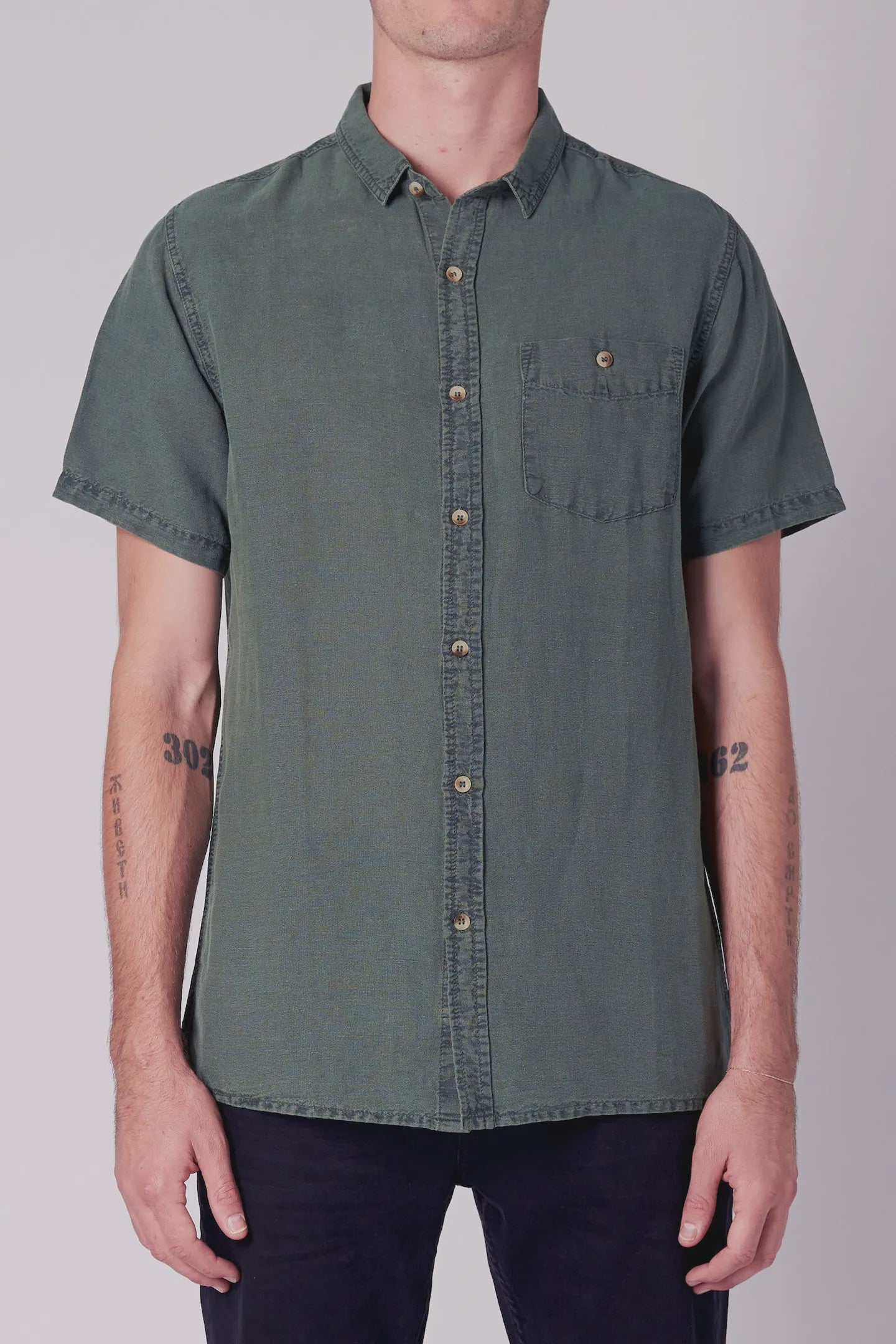Men At Work Hemp Shirt- Thyme – Birdie Blue