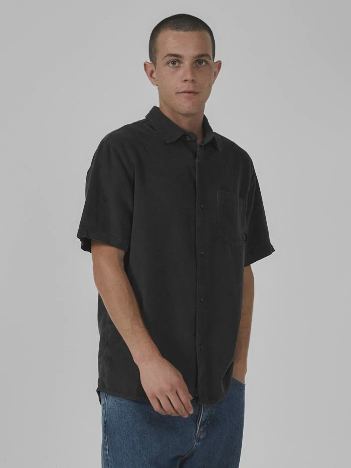 Stranded Cord Short Sleeve Shirt - Dark Charcoal – Birdie Blue
