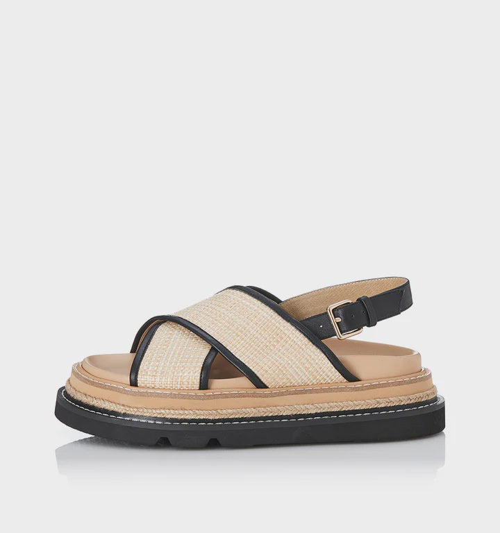 Alias Mae Verona Sandal - Black/Natural Raffia – Birdie Blue