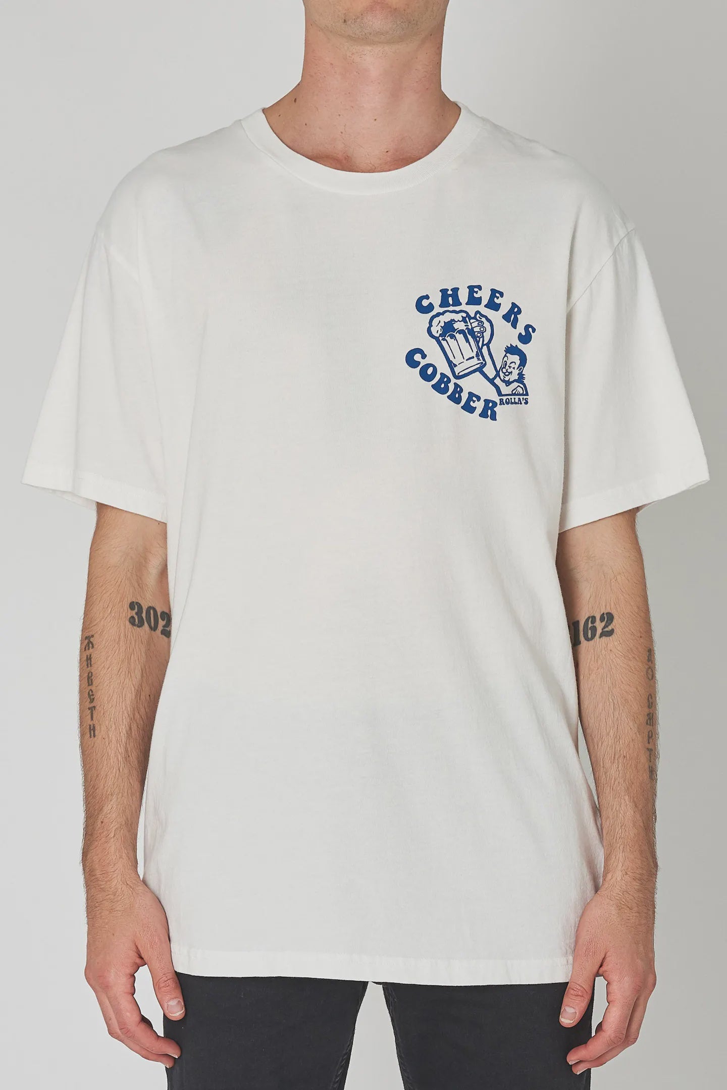 Cheers Cobber Tee - Vintage White – Birdie Blue