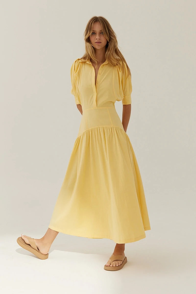 Hush Midi Shirt Dress - Butter – Birdie Blue